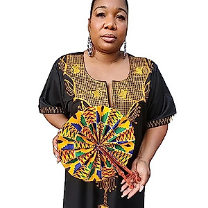 African Fabric Folding Fan/Church fan/Ankara fan/Leather fold fan/Wedding fan/Sport fan/Multicolor African fan/Pouch Included!