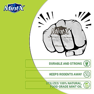 Mint-X Rodent Repellent Trash Bags, 1.3 Mil, Flat Seal, 58" Height x 38" Length, Clear (Pack of 100) (MX3858XHC)