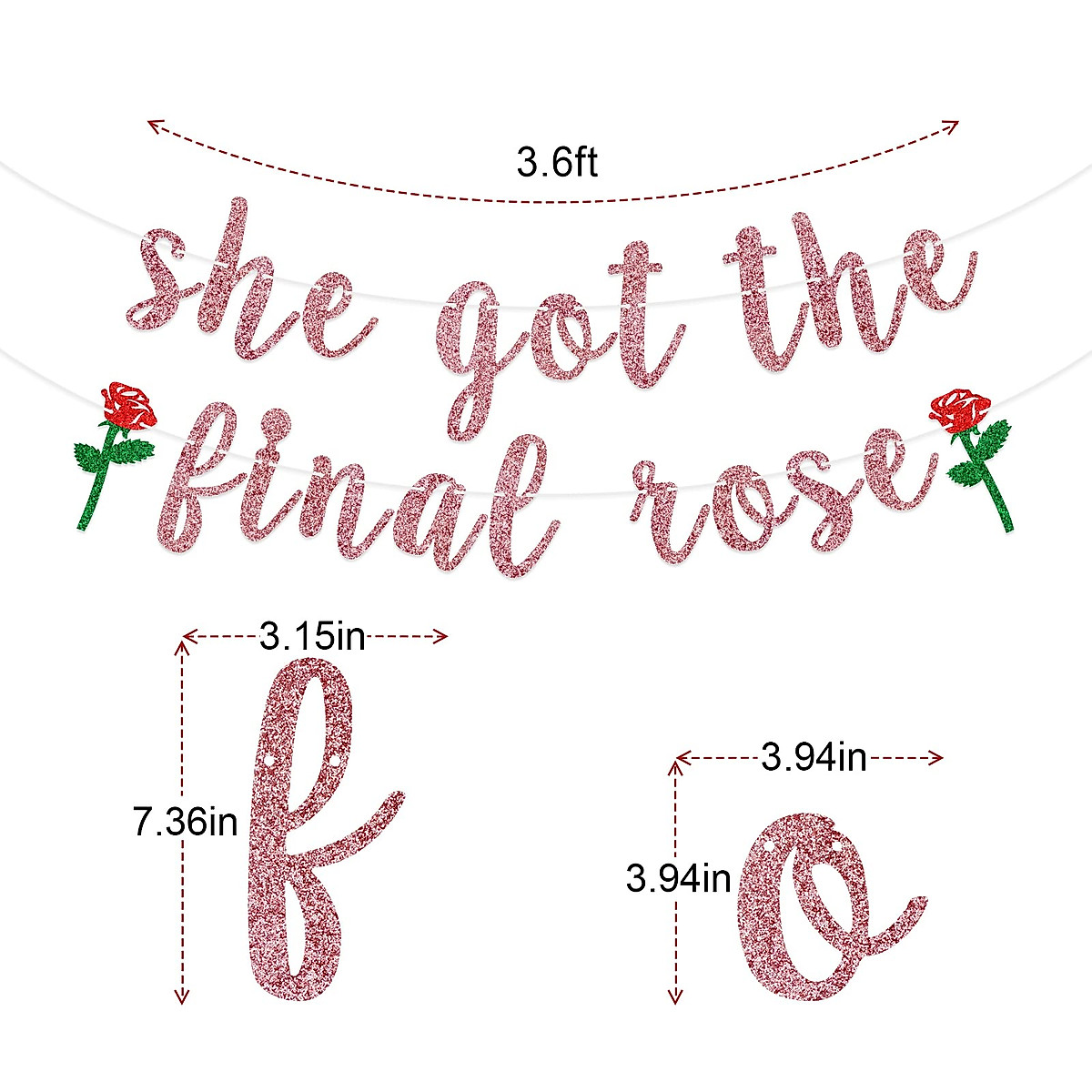 She Got The Final Rose Banner, The Bachelor Themed Banner, Glitter Bachelorette, Bridal Shower, Engagement, Wedding Decorations , Rose Gold Glitter