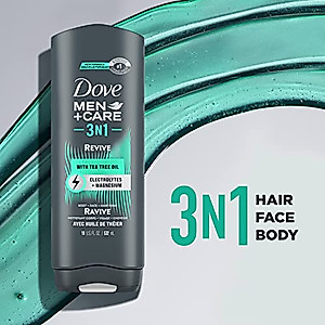 DOVE MEN + CARE Post-Workout Body Wash For Men 3N1 Revive With Tea Tree Oil 18 oz 4 Count