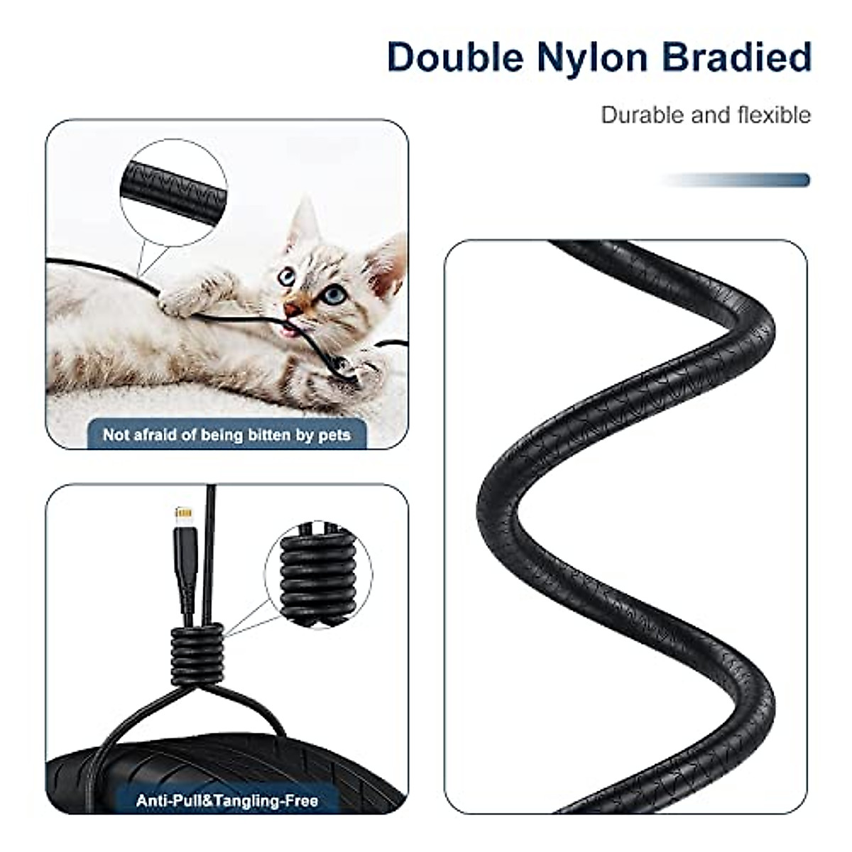 iPhone Charger Cable 10 ft (2Pack), [Apple MFi Certified] Extra Long 10 Foot Lightning Cable, 10 feet iPhone Charger Fast Charging Cord for iPhone 13 12 11 Pro Max XR XS X 8 7 6 Plus SE iPad-Black