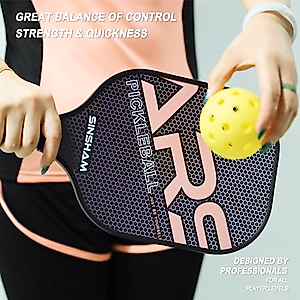 SINSHAM Graphite Pickleball Paddles Set of 4 Graphite Pickleball Paddles with 6 Pickleball Balls,4 Additional Cushion Grip,1 Portable Carry Bag;Growth of Pickleball Paddles for Families and Friends