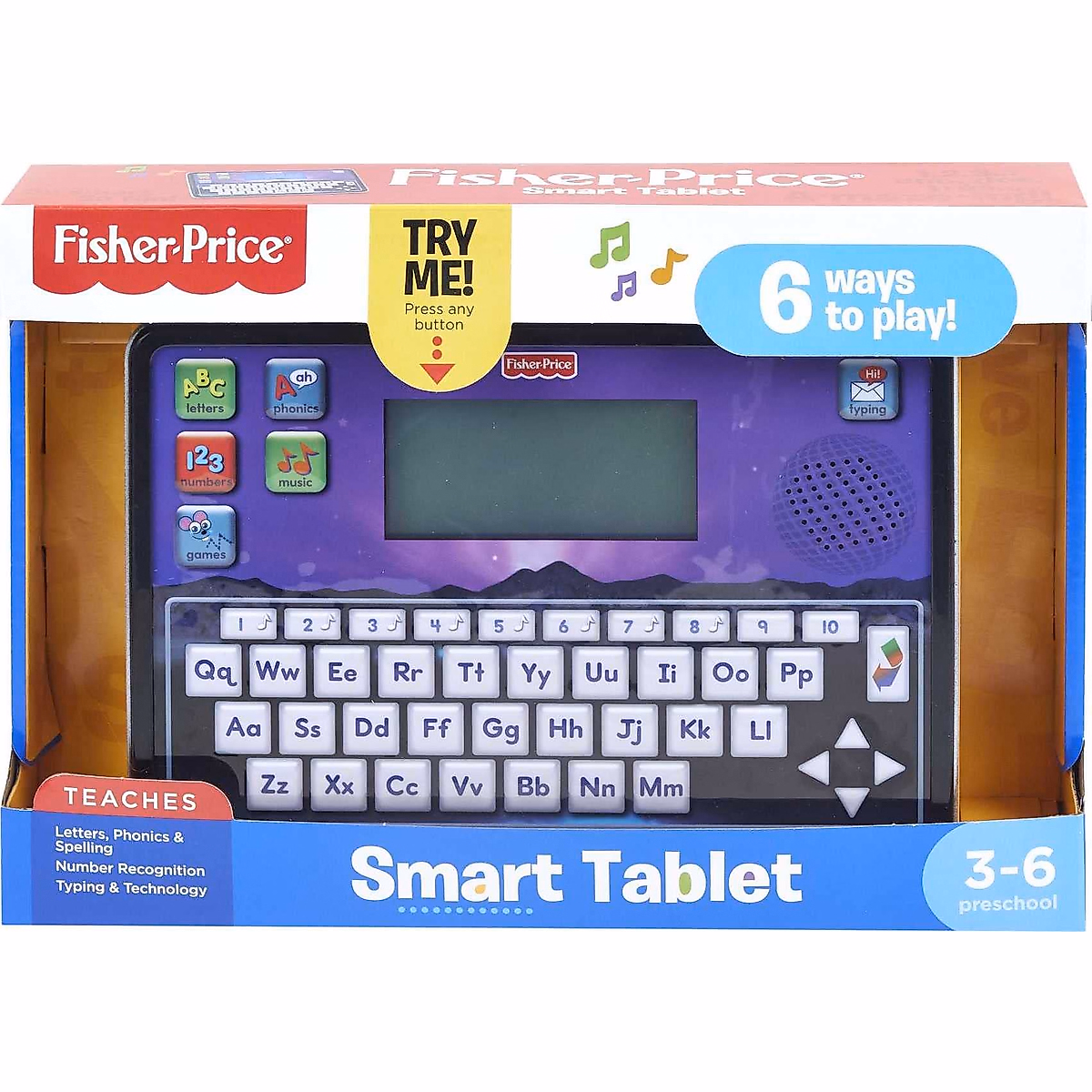 Fisher-Price Smart Tablet Preschool Learning Toy With Lights Music Games And Educational Content In English And Spanish