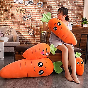XIZHI 27.5" Carrot Hugging Pillow Kids Pillows Plush Cute Expression Stuffed Doll Toy (Cute)
