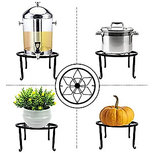 yosager 4 Pack Metal Plant Stands for Flower Pot, Heavy Duty Black Iron Potted Stand Holder, Indoor Outdoor Rustproof Metal Planter Container Round Supports Display Rack for Home & Garden Decor
