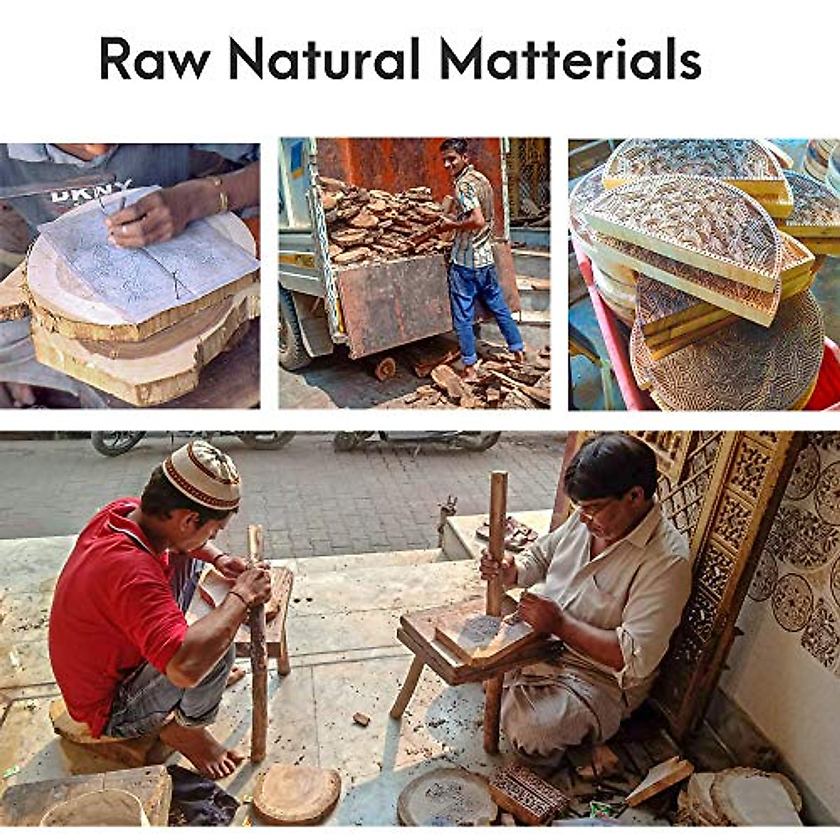 Mandala Life ART Boho Chic Decorative Wall Hook - Pack of 3 - Natural Raw Mango Wood - Hand Curved Wooden Stamp with Metal Hook for Coats,Towels, Keys,Clothes - Jewelry Hanger