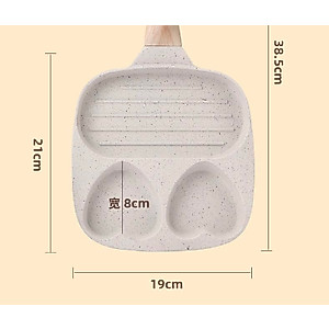 BB Tigger 3-Cup Egg Pan,3 Section, Versatile Breakfast Skillet, Omelette Pan, Omelette Skillet, Bacon pan, Sausage pan, hot dogs pan, Pancake Pan, 3-in-1 egg pan, 19cm*38.5cm, Off-White