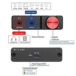AIYIMA H1 Portable Mini Headphone Amplifier 3.5mm Stereo Audio HiFi Ear Amp Support Impedance 16-300Ω Headset for MP3/MP4 /Phones/Digital Players/Tablets/Computers