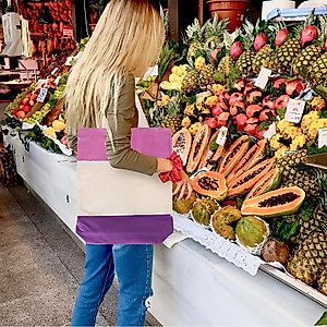 PATIKIL Canvas Tote Bag, 1Pcs Canvas Bag with Handles Sturdy Reusable Tote Bag Blank Embroidery DIY for Personalized Shopping Gifts Crafts Vinyl Grocery HTV Dye, Blush/Purple