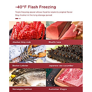 Watoor 3.5 Cu Ft Chest Freezer - Super-Low Temperature - 2 Removable Baskets - Electronic Control 14℉ to -40℉- Red