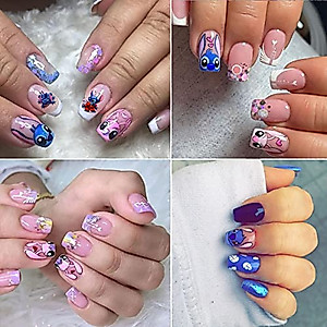 Cute Nail Art Stickers Decals 3D Self Adhesive Cute Cartoon Nail Stickers Designer Nail Stickers Cute Nail Art Charm Anime Nail Decals Cartoon Nail Stickers for Women Girls Nail Decoration 4 Sheets