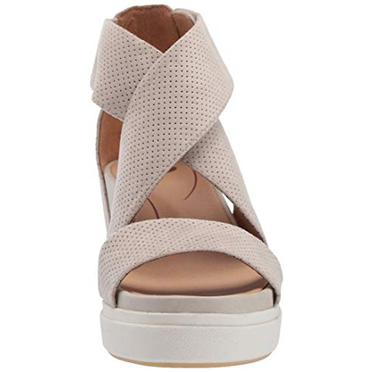 Dr. Scholl's Shoes Women's Sheena Wedge Sandal, Oyster Microfiber Perforated, 9.5 US