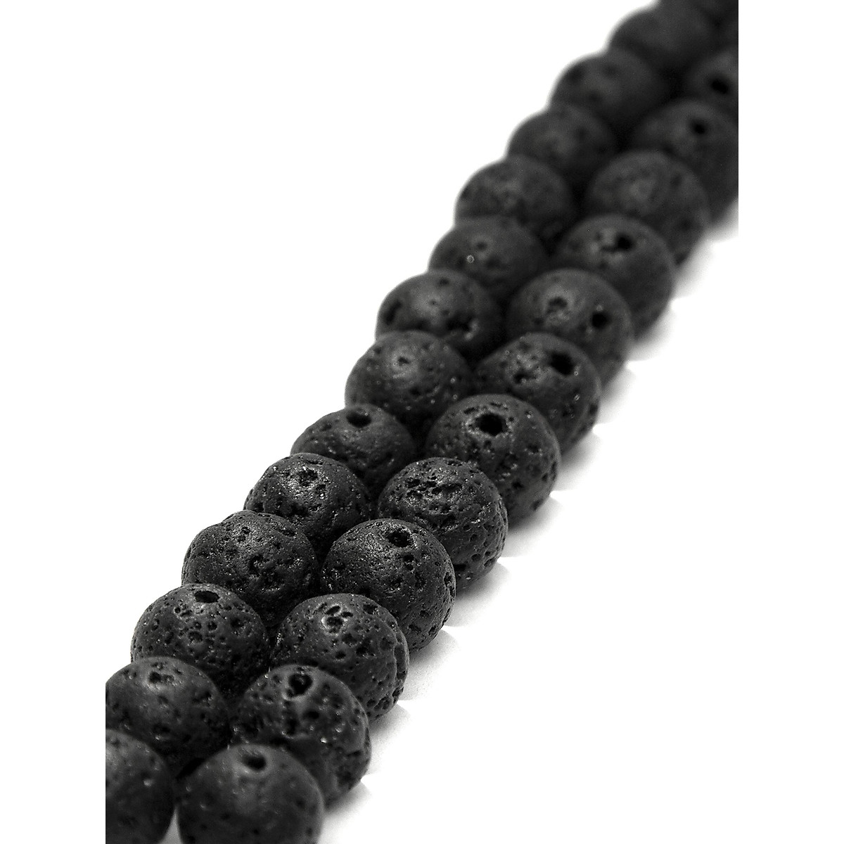 Cousin DIY Natural Black Lava Stone Loose Round 8mm Aromatherapy Beads for Essential Oils and DIY Jewelry Making