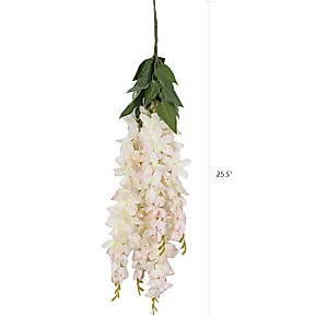 Duovlo Silk Wisteria Flower Artificial 2.13 Feet Hanging Wisteria Vine Fake Flower Bush String Home Party Wedding Decoration,Pack of 4 (Light Pink)