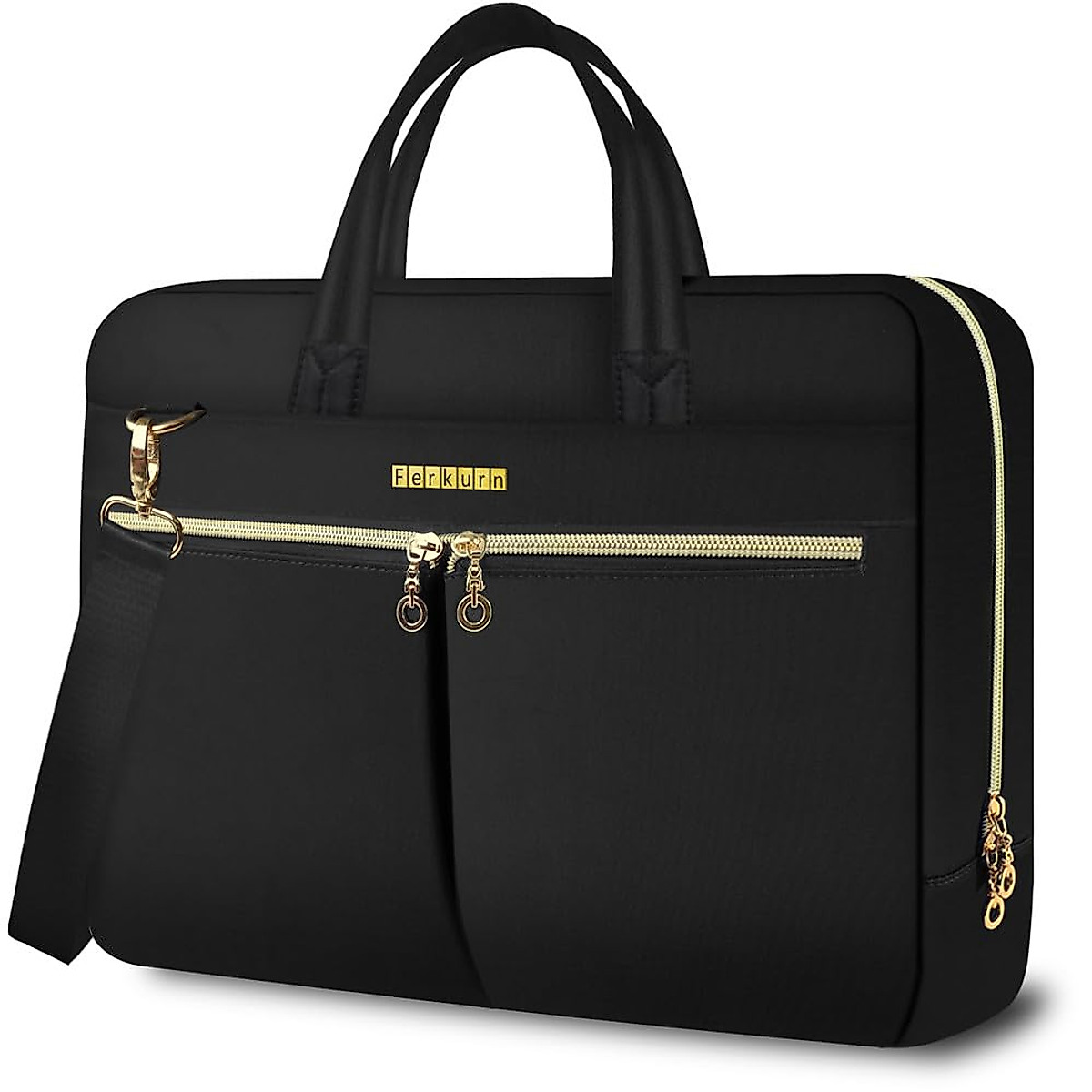 Ferkurn Laptop Bag Case 17 17.3 Inch Women Men Computer Bag for HP Envy Pavilion Omen/LG Gram/MSI/Dell XPS/Thinkpad/ASUS TUF Vivobook/Acer, Shoulder Strap Carrying Briefcase Messenger Bag, Black