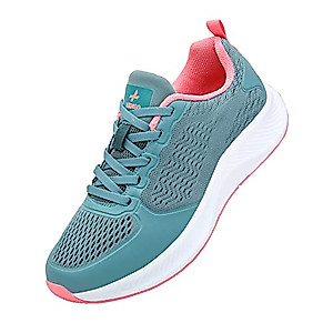 SANNAX Womens Tennis Shoes Lace up Walking Shoes Breathable Fashion Sneakers Lightweight Workout Running Shoes Grey Blue, 7.5