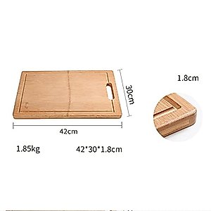 MMOOCO Chopping Board, Cutting Board-Bamboo Chopping Board for Kitchen-with Juice Groove and Handle ，for Chopping Meat, Butcher Block, Veggies & Cheese,Two Sizes (Size : Medium)