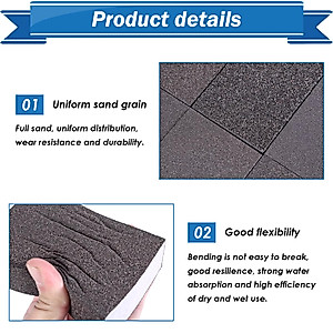 Eoppen 6Pcs Sanding Sponge 60 80 120 220 Coarse Medium Fine Grit Sanding Block Washable and Reusable for Wood, Metal, Wall Polish