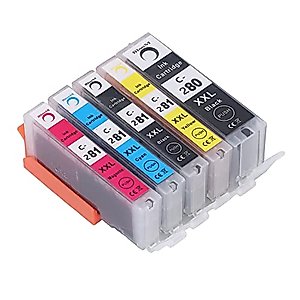 Fafeicy Ink Cartridge Set 280 281 5% Coverage Cartridge Combo Pack Replacement Easy Installation Colorfast Printing for PIXMA TS702 TR7520 (BK BK C M Y 5 Colors)