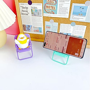 YESKIND Cute Chair Cell Phone Stand for Desk, 3PCS Funny Cell Phone Holder Stand Compatible with Smartphone/Phone/Pad/Tablet/E-Readers,(Green/Pink/Purple)
