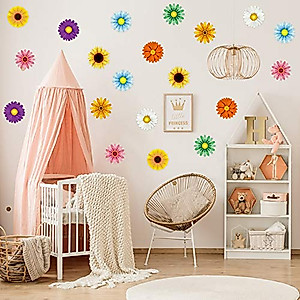 OSNIE 45Pcs Summer Sunflower Cutouts, Creative Springtime Flowers Wall Decals Bulletin Board Sets, Gerbera Daisy Wall Décor for Classroom School Office Birthday Party Baby Shower, 5.1 x 5.1 Inches