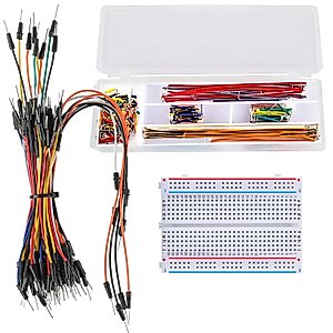DaFuRui Breadboard Jumper Wire Kit with 400-Point Breadboard、65pcs Multiple Sizes M/M Bread Board Jumper Wire、140 Pieces 2-125 mm U-Shape Preformed Jumper Wire Kit