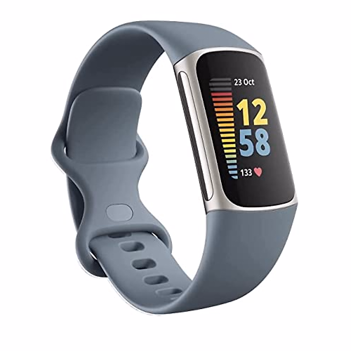 Fitbit Charge 5 Advanced Fitness Tracker with GPS, Heart Rate, Sleep & Health Tracker - Power Bundle with Adapter (Blue Stainless Steel)