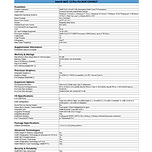 Intel NUC 12 NUC12WSKi5 Mini Computer//Mini PC/HTPC,12th Gen Intel Core i5-1240P,12 Processor Cores (4P+8E), 16 threads, 12MB Intel Smart Cache,Intel Iris Xe Graphics(Slim,8G RAM+256G SSD)