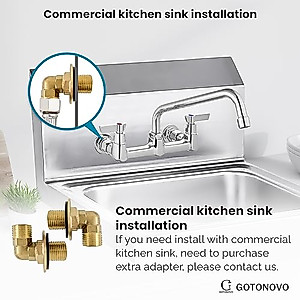 gotonovo Polish Chrome 8 Inch Center 9 Inch Swing Spout Wall Mount Kitchen Sink Faucet Double Handles Kitchen Mixer Tap Commercial Sink Utility Laundry Sink