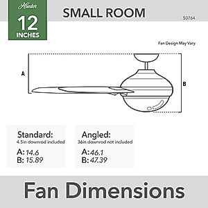 Hunter Tunley Indoor Ceiling Fan with LED Light and Wall Control, 12", Brushed Nickel