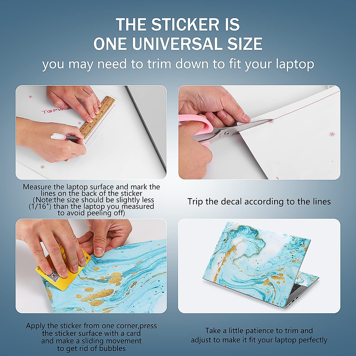 Vast Ocean Laptop Skin Sticker 15.6 Inches Personalized Universal 12.1 13 13.3 14 15 15.4 Inches Netbook Skin Sticker Reusable Notebook PC Art Protector by AORTDES