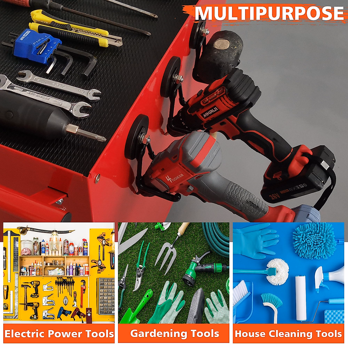 ULIBERMAGNET Strong Garage Magnetic Hooks, 2 Pack Heavy Duty Storage Utility Magnet Hooks with Anti-Slip Coating for Indoor & Outdoor Hanging (Black)