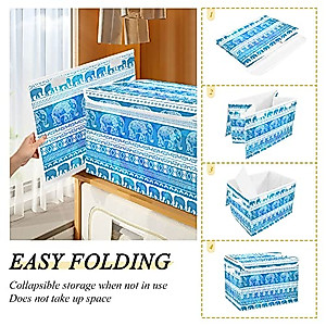 Elephants Storage Bins with Lids for Organizing Lidded Home Storage Bins with Handles Oxford Cloth Storage Cube Box for Toys