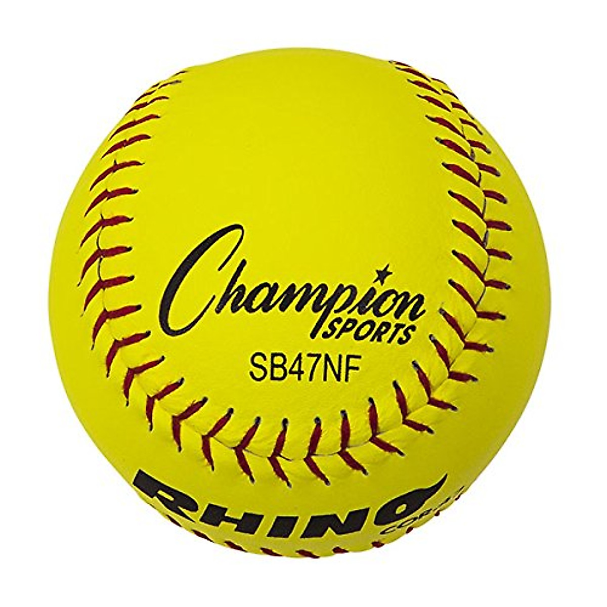 Champion Sports 12" Leather Cover Softballs - Poly Core - Medium Compression - NFHS Approved - Raised Seams - Optic Yellow - Pack of 12