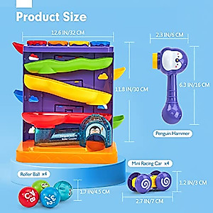 Toddler Toys for 1 Year Old Boy Gifts 2 in 1 Pound Balls Toy & Car Ramp Race Track Learning Active Early Developmental Montessori Toys for 1 Year Old Birthday Gifts for 1 2 3 Year Old Boy Girl