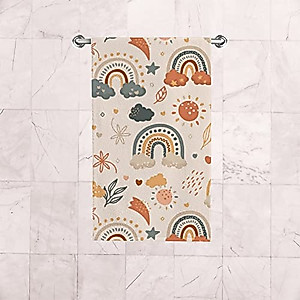 Hand Bath Towels 2 Pack Rainbow Boho Florals Absorbent Face Fingertip Towels for Bathroom Kitchen Gym Spa Soft Hair Drying Cloth Quick Dry, 30 x 15 Inch