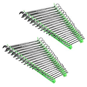 OEMTOOLS 22217 4 Piece Magnetic Rail Wrench Organizer, Magnetic Tool Box Accessories, Wrench Organizers Magnetic, Green