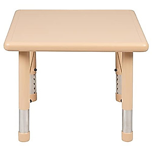 Flash Furniture 24" Square Natural Plastic Height Adjustable Activity Table