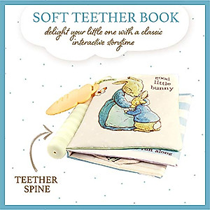 KIDS PREFERRED Beatrix Potter Peter Rabbit Soft Teether Book with Sensory Teether Spine and Teether Toy