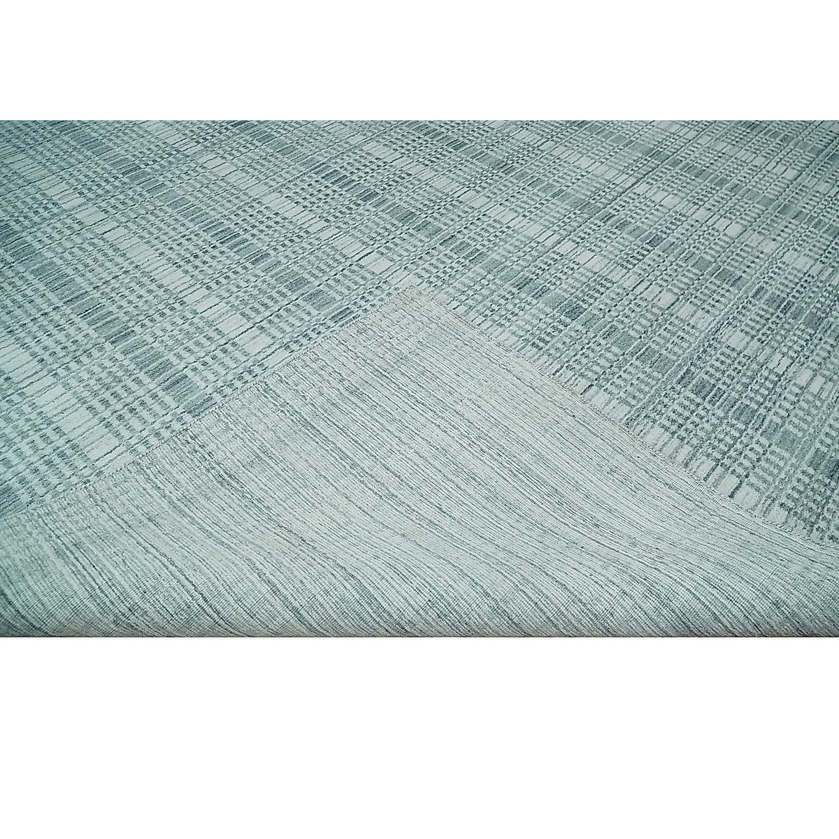 Hand Made Striped Scandinavian Blended Wool Flatwoven Area Rug, Ivory, Silver and Gray, 8X10 | KE2810