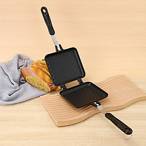 HningBuyox Sandwich Maker, Grilled Panini Maker Pan with Non-Stick Plates, Stovetop Toasted Sandwich Maker Press Aluminum Flip Cheese Maker Pan for Home Kitchen Breakfast Camping