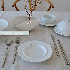 cozymomdeco Korean Made Stainless Steel Utensil Flatware Cutlery Korean Chopsticks and Spoon Set Fork Knife Spoon & Chopsticks, 4Pcs (Silver)