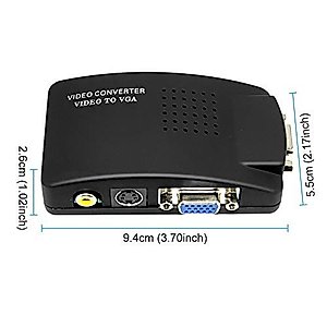 M MAKETHEONE RCA to VGA Adapter, Composite AV S-Video RCA Input to VGA Female Output Converter, Transfer Video Graphic Signal from CCTV PC Laptop DVD DVR VCR TVBox to VGA Monitor Projector Computer