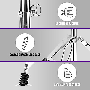 soulmate Drum Throne Drum Stool Padded Drum Seat Height Adjustabl Drumming Stools with Drumsticks, Anti-Slip Feet Portable Folding Drum Chair for Kids Adults, Black