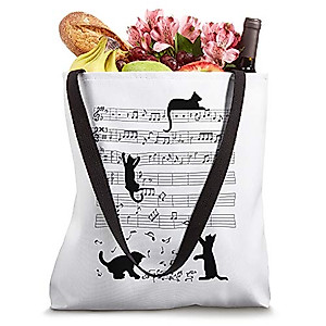 Cute Cat Kitty Playing Music Note Clef Musician Art Tote Bag