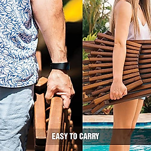 Melino Wooden Folding Chair for Outdoor, Low Profile Acacia Wood Lounge Chair with FSC Certified Acacia Wood, Fully Assembled (Espresso)