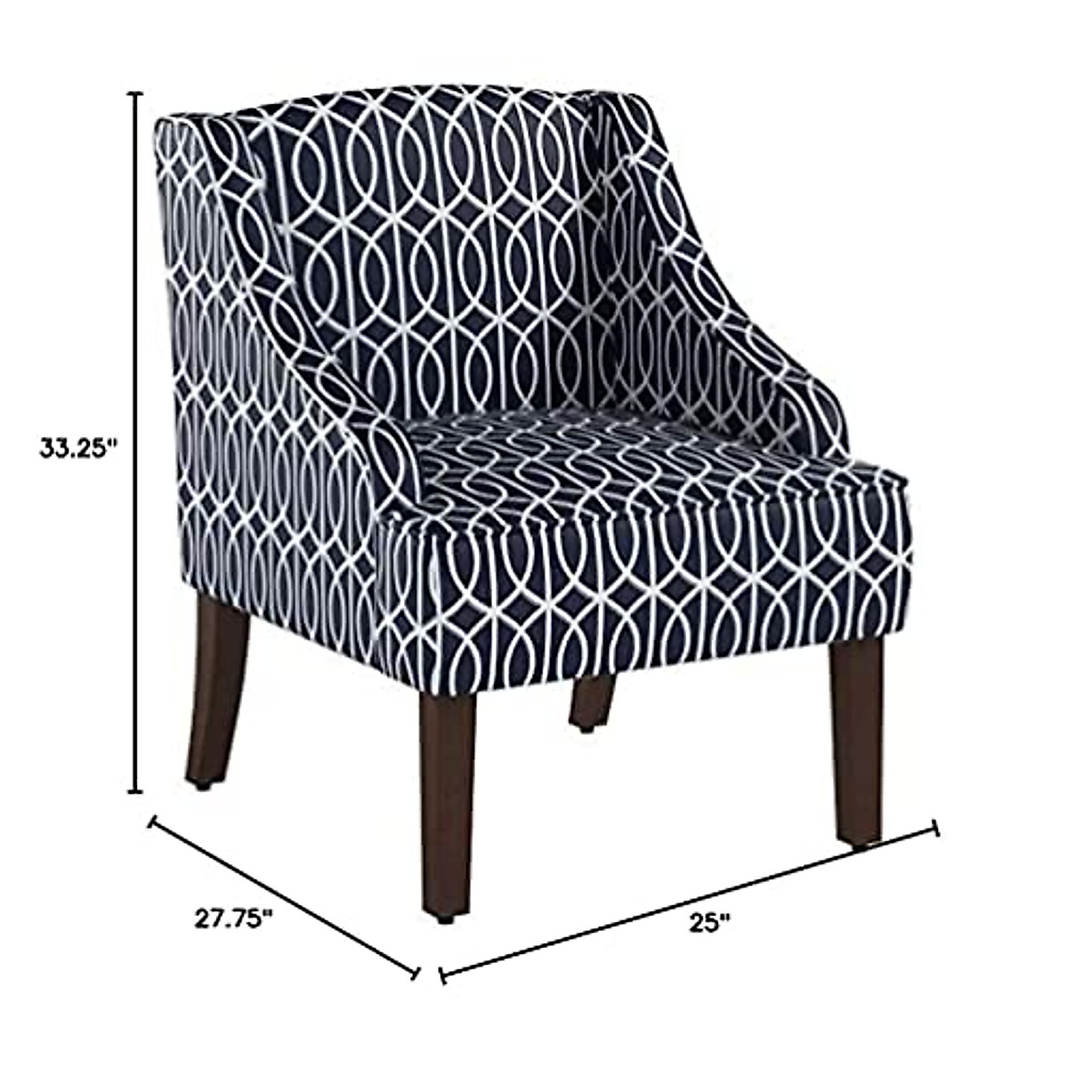 HomePop Velvet Swoop Arm Living-Room-Chairs, Blue Trellis