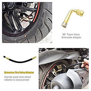 ZHSMS Tire Valve Extension, 8.25 Inch Flexible Valve Stem Extenders with 90 Degree Brass Schrader Tire Valve Extension Adaptor Compatible for Cars Truck Motorcycle Bike Scooter