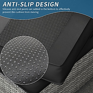 3 Piece Waterproof Patio Outdoor Cushion Covers with Ties Patio Furniture Cushion Covers for 4 Piece 4 Seat Wicker Rattan Patio Sofa Chair Upholstery Furniture,Only Cover (black, 18x18x2,36x18x2)