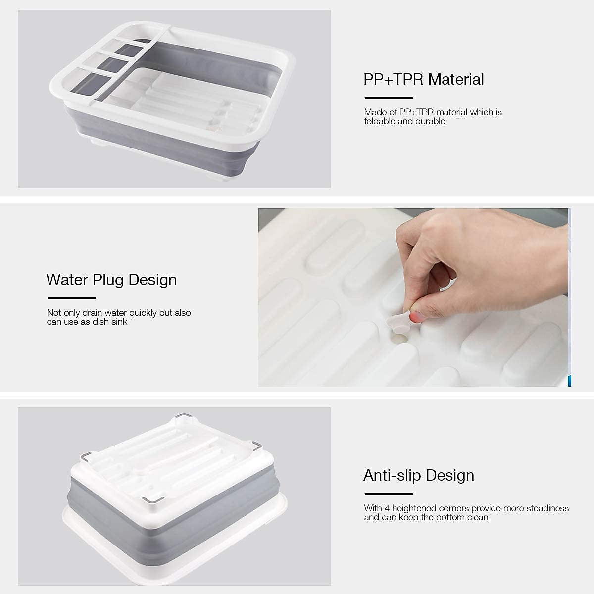 Collapsible Dish Drying Rack Portable Drainer Dinnerware Kitchen RV Campers Travel Trailer Storage Tray